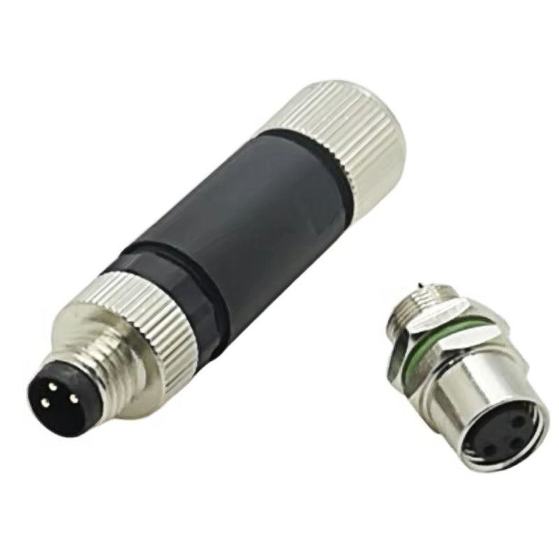 M8 3-pin Male Field Wireable Connector and M8 3-pin Female Rear ...